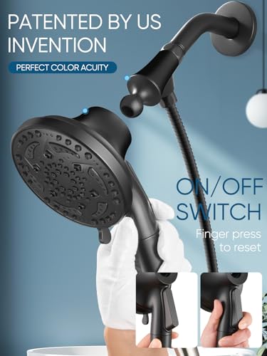 Cobbe Filtered Shower Head with handheld, High Pressure 7-mode Showerhead Hose, Bracket, Water Softener Filters Beads for Hard Remove Chlorine and Harmful Substance, Black, U.S. Patents