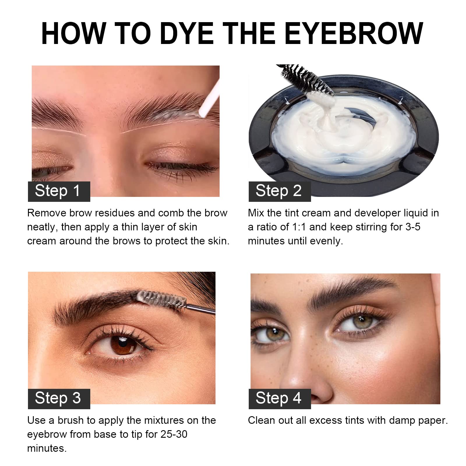 Light Brown Eyebrow Tint, Instant Eyebrow Tinting Kit for 6 Weeks Long-Lasting and Eyebrow Dye Suitable for Home and Salon