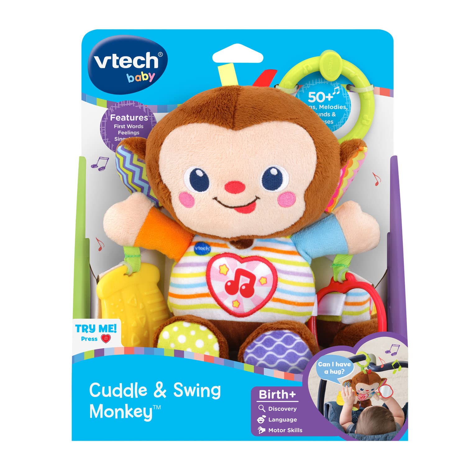 VTech Cuddle and Swing Monkey, Multicolor