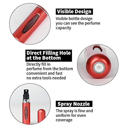 Saiveina Portable 5ml Mini Perfume Atomizer Bottles, Refillable Perfume Spray Bottle, Scent Pump Case, Empty Perfume Bottles for Travel and Outgoing(4 Pack)