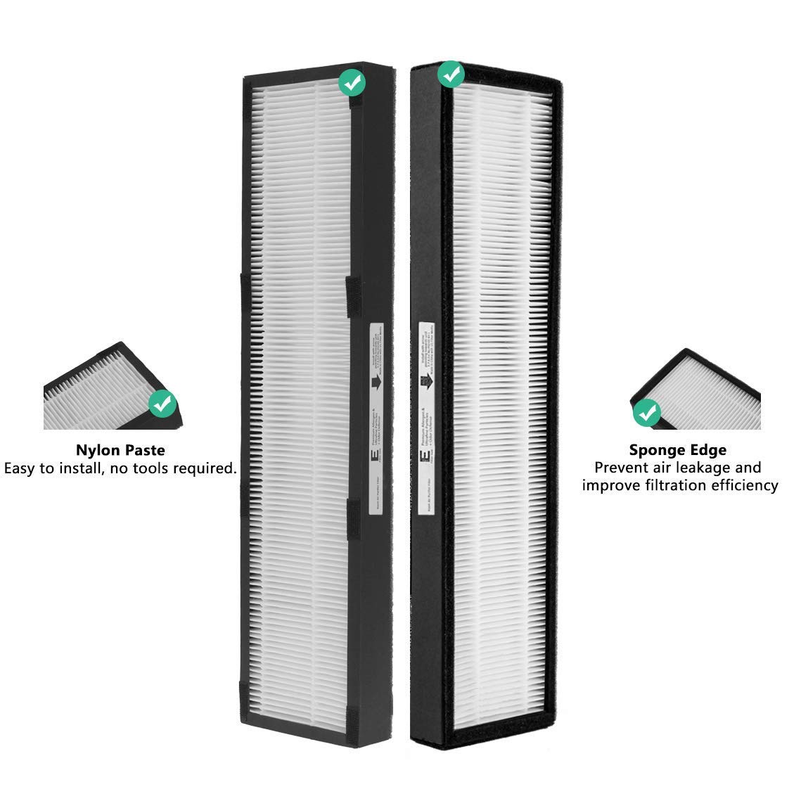 Drolma Size E H13 HEPA Replacement Filter, Compatible with Idylis Air Purifier FIL-GG-125, IAP-GG-125, Fit GermGuardian FLT5000 Series AC5000 Filter C Air Purifiers, 2 HEPA&2 Carbon Pre-filters