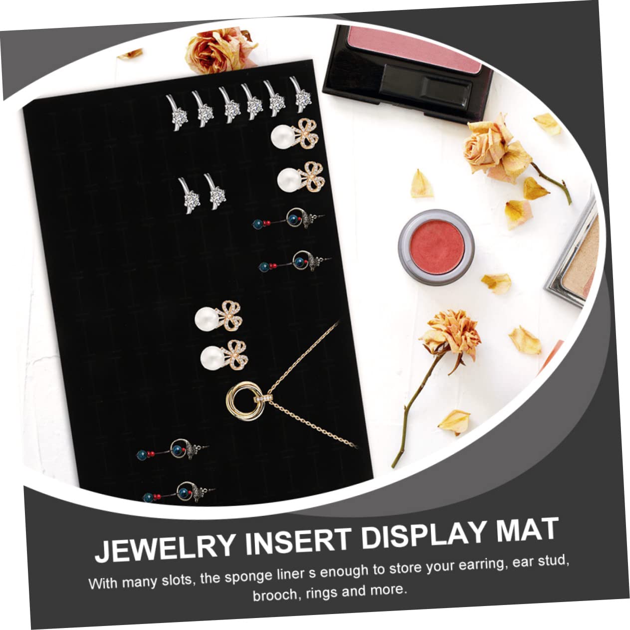 Didiseaon 9 pcs Jewelry Box black stand black choker necklace black sponge Ear Stud Pad black foam ring insert drawer ring organizer earring display tray jewelry insert pad foams pad lining