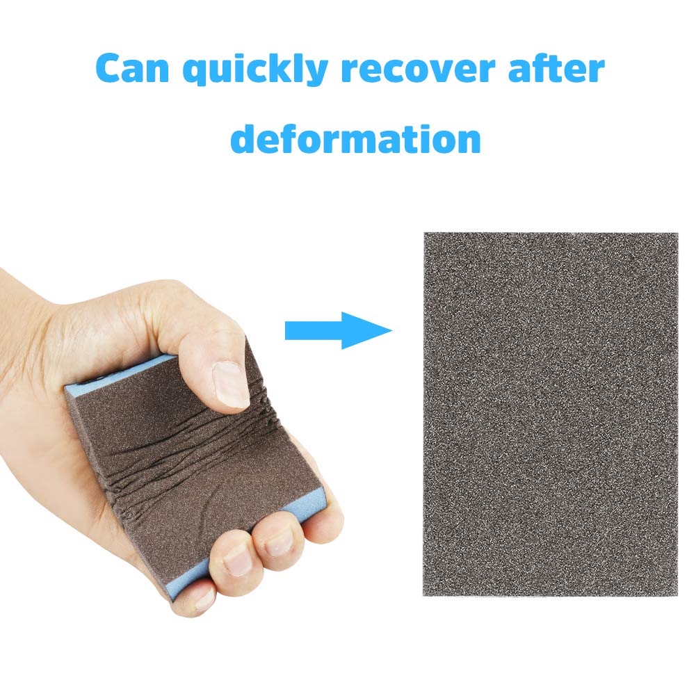 Onarway Sanding Blocks 6 Pack Wet and Dry Dual-use Sanding Sponges, Coarse and Fine - 60/80/100/120/180/220 Grits 6 Different Specifications, Washable and Reusable, Ideal for Wood Metal Wall Polish