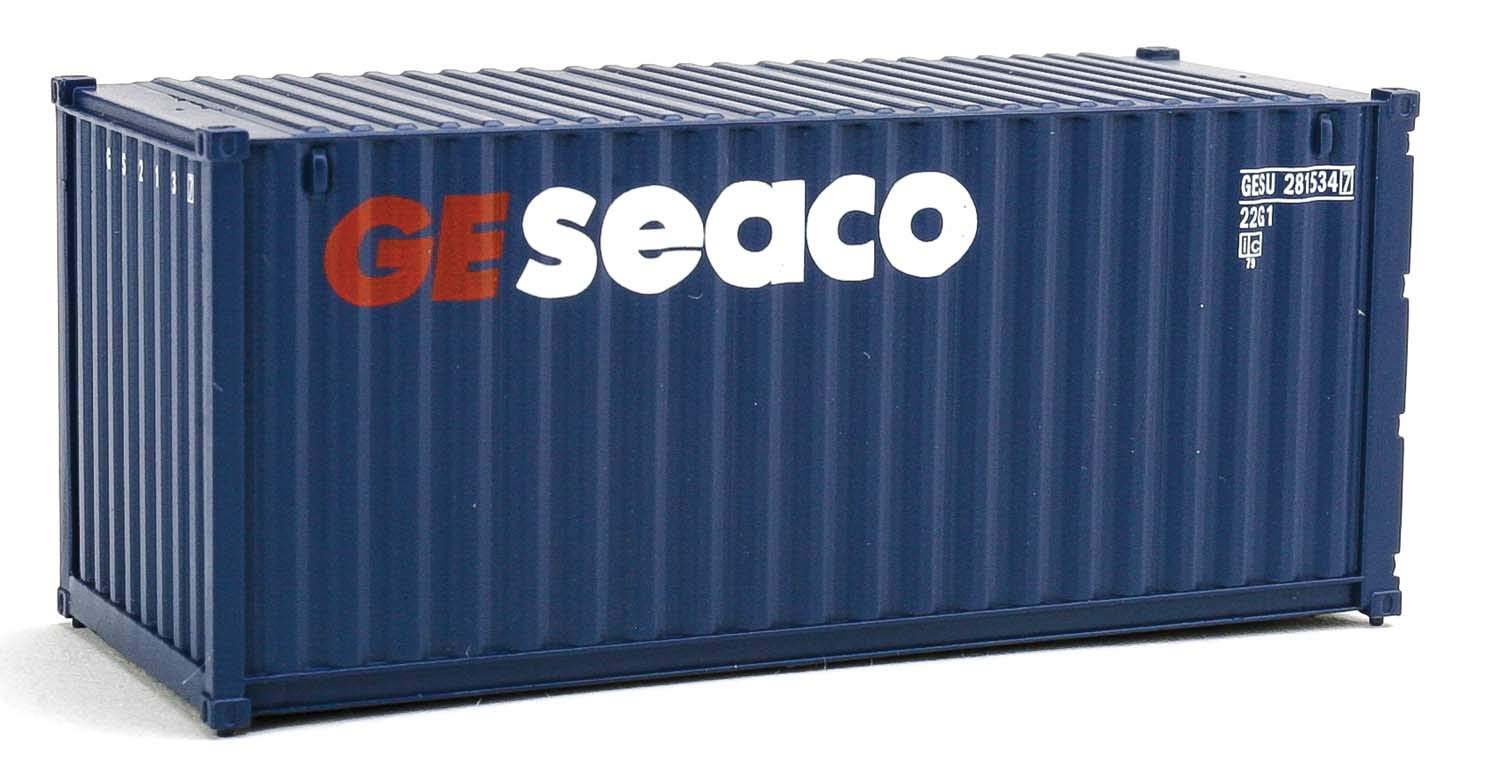 Walthers SceneMaster HO Scale Model of GE Seaco (Blue, White, red) 20' Corrugated Container,949-8064