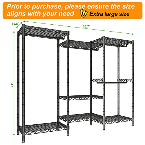 KnnJe Garment Rack Heavy Duty Clothes Rack Clothes Racks for Hanging Clothes, S8 + S7