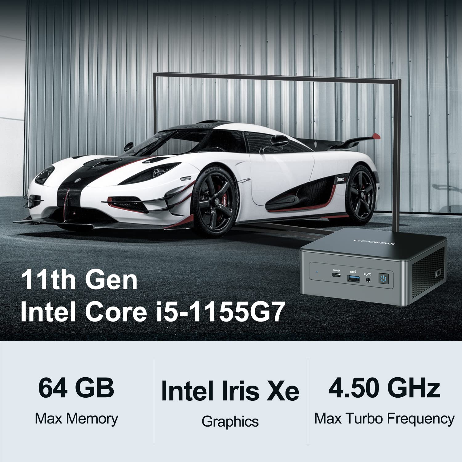GEEKOM Mini PC Mini IT11,Intel Core i5-1155G7 Mini Computers (8 Threads,Up to 4.5 GHz),16GB DDR4/512GB M.2 SSD Windows 11 Pro Small Desktop Computer,Support 8K UHD/Bluetooth 5.2/WiFi 6/USB4.0