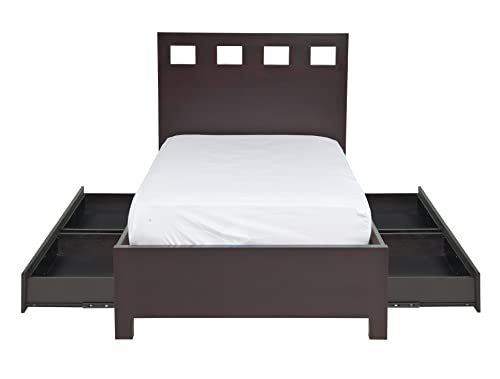 Modus Furniture Solid Wood 2-Side Storage Bed, California King, Riva - Espresso