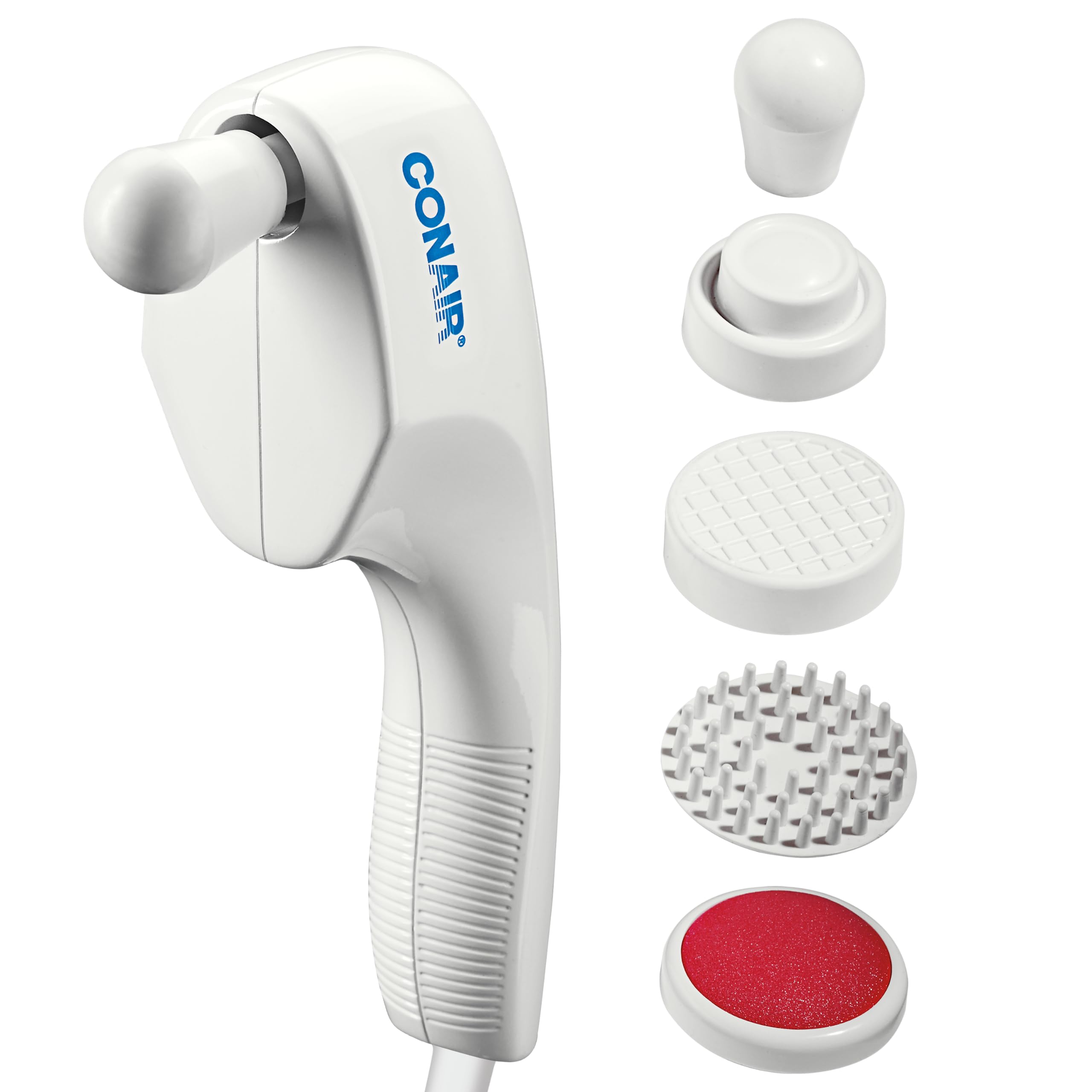 Conair Touch-n-Tone Handheld Massager with Attachments, Face & Body Massage Wand, White