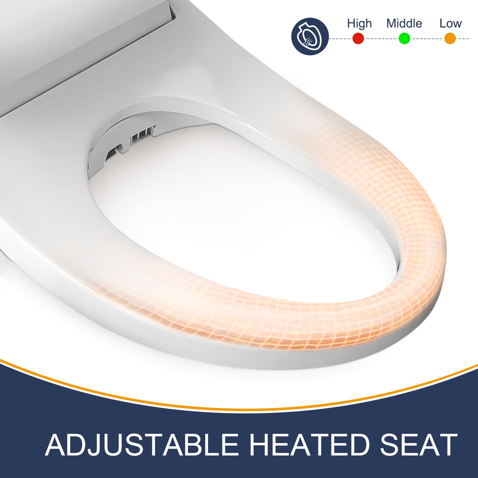 ZMJH A201DS Electronic Smart Bidet Toilet Seat,Self Cleaning Hydroflush,Hybrid Heating,Heated Dryer,Nightlight,Vortex Wash, remote control (Round)