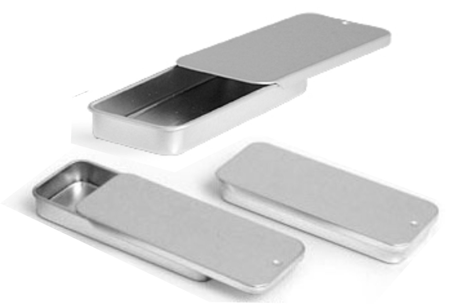 Metal Slide Top Tin Containers for Crafts Geocache Storage Survival Kit (Pack of 3)