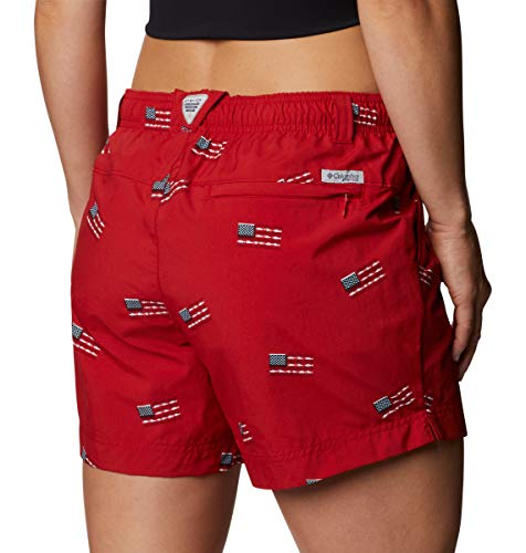 Columbia Women's W Super Backcast Water Short, Red Spark Fish Flag Print, Large x 5