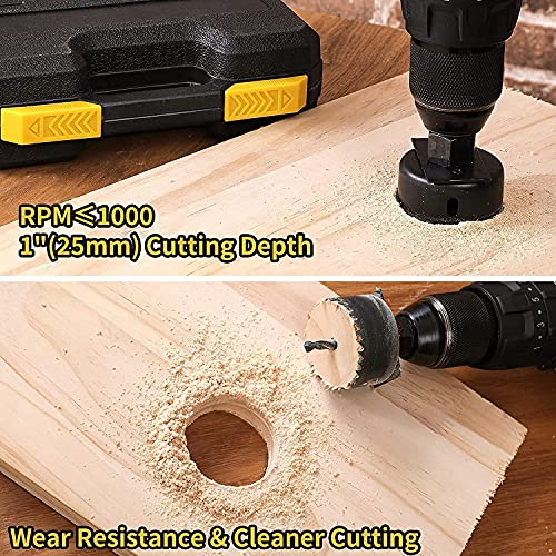 Hole Saw kit, Jellas 20PCS Hole Saw Set with 14Pcs Saw Blades, General Size 3/4" to 5", 2 Mandrels with Drill Bits, 1 Installation Plate, 1 Hex Key, 1 Storage Case, Ideal for Wood, PVC Board, Plastic