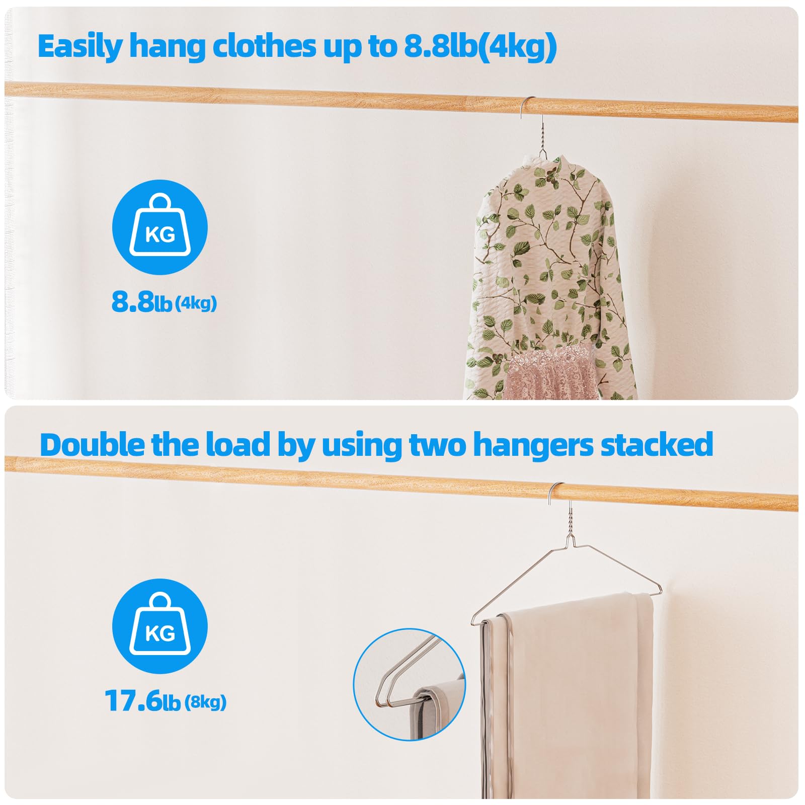 Metal Wire Hangers 100 Pack, Clothes Hangers for Coats, Space Saving Metal Hangers for Standard Size Shirts,Suits, Pants, Skirts-Silver, Ultra Thin Space Saving Metal Hangers 16in
