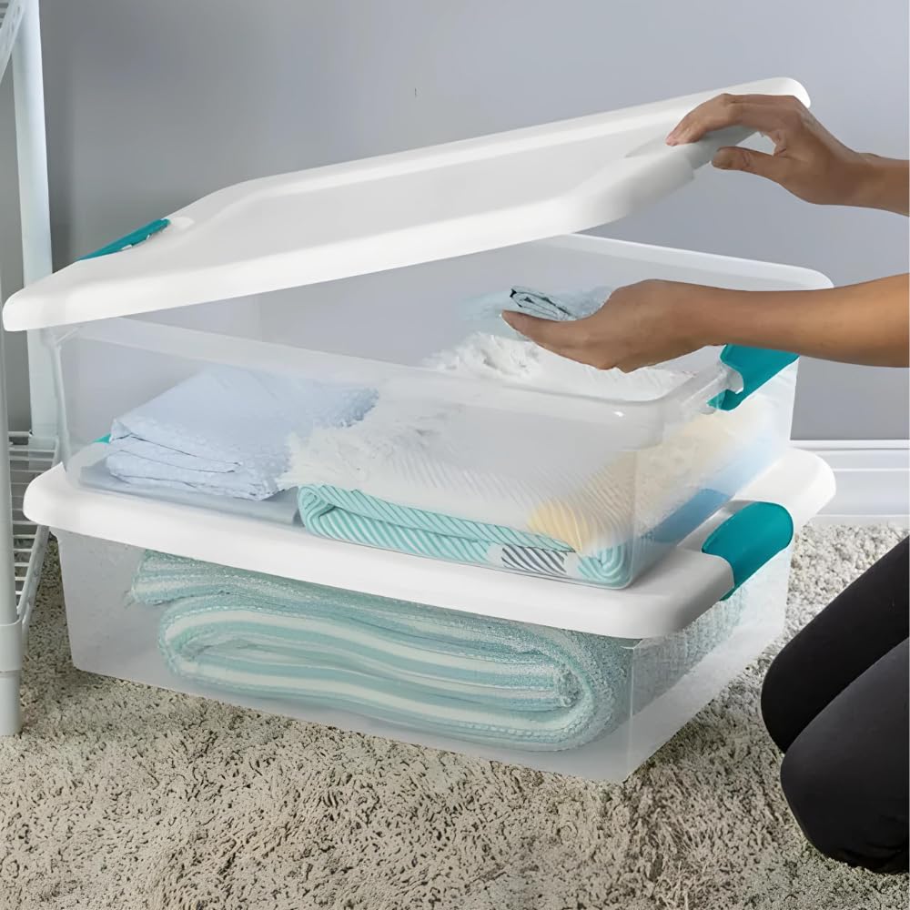 Large Storage Bins With Lids - Clear Plastic Storage Bins 32-qt, Versatile Storage Boxes With Lids For Easy Organizing, Perfect For Under Bed Storage Containers, Snacks, Crafts, Legos, Tools, LDX3358