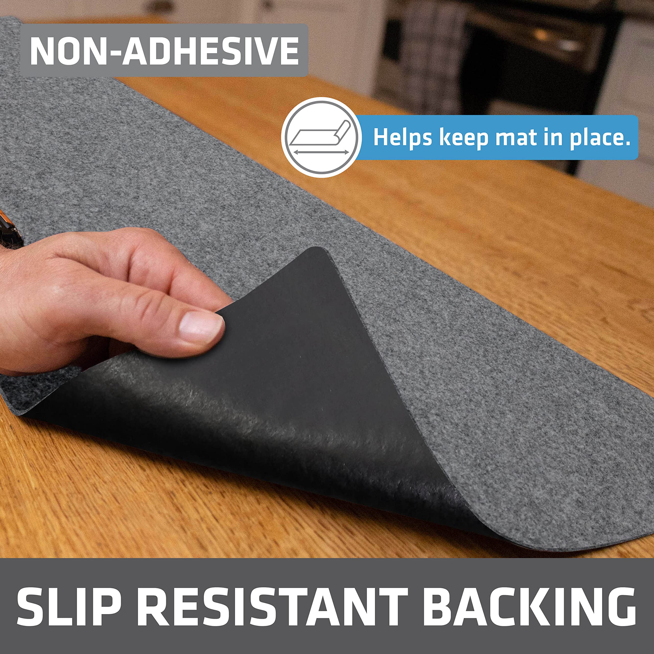 Drymate Premium Luxury Shelf & Drawer Liner, Thick Cushioned Fabric, Non-Adhesive, Absorbent, Waterproof, Slip-Resistant, Liners for Kitchen Cabinets, Cupboards (USA Made)(12βx59β)(2-Pack)(Light Grey)