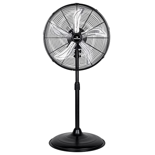 Tornado - 20 Inch High Velocity Metal Oscillating Pedestal Fan - Commercial, Industrial Use - 3 Speed - 5000 CFM – 1/6 HP – 6.6 FT Cord - UL Safety Listed