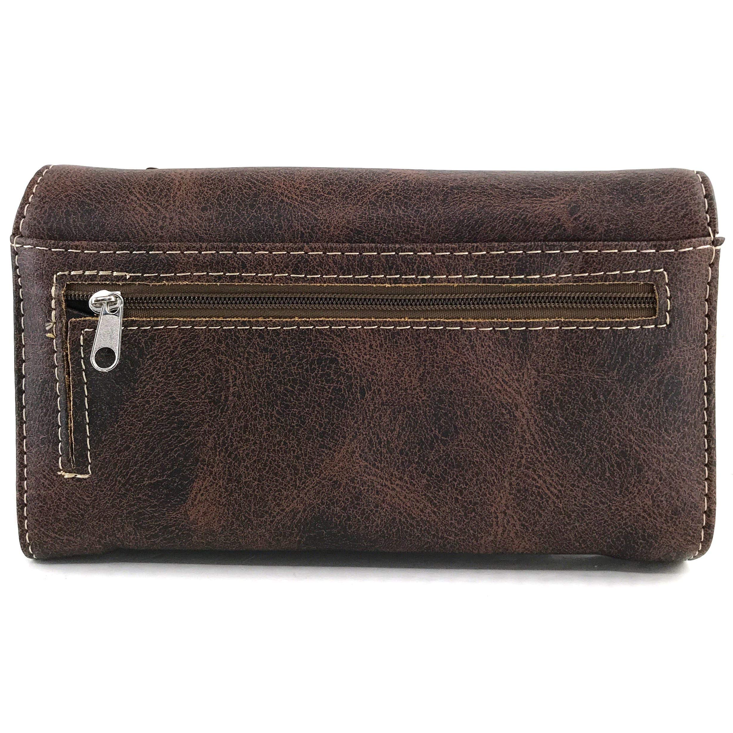 Zelris Colorful Native Tribal Feathers Conceal Carry Women Handbag Purse with Wallet (Brown)