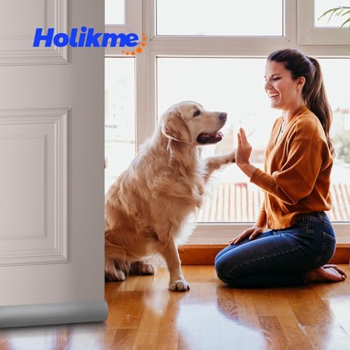 Holikme Twin Door Draft Stopper Door Sweep Weather Stripping Noise Blocker Window Breeze Blocker Adjustable Door Sweeps, Grey