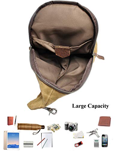 Waxed Sling Bag Crossbody Canvas Bag Waterproof Travel Chest Bags Single Shoulder Bag (Dark Grey)