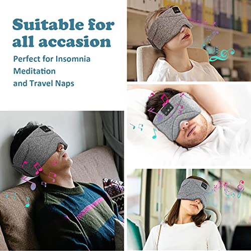 Sleep Mask with Bluetooth Headphones 24 White Noise, Ice-Feeling Bluetooth Sleep Mask Ultra-Thin Speaker Sleep Headphone Mask for Side Sleepers Blackout Eye Mask for Airplane, Nap, Travel(Gray)