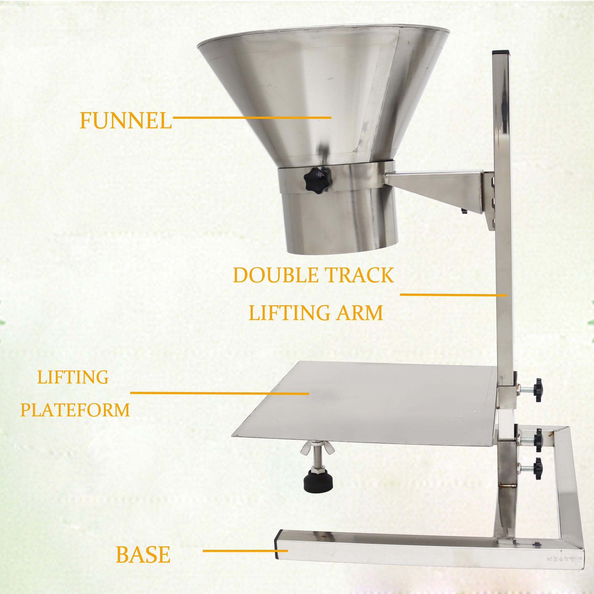 HQHAOTWU Stainless Steel Funnels with Support Stand Dispensing Funnel Stainless Steel Feeding Hopper for Powder Paste Liquid and Granule 5.5 in