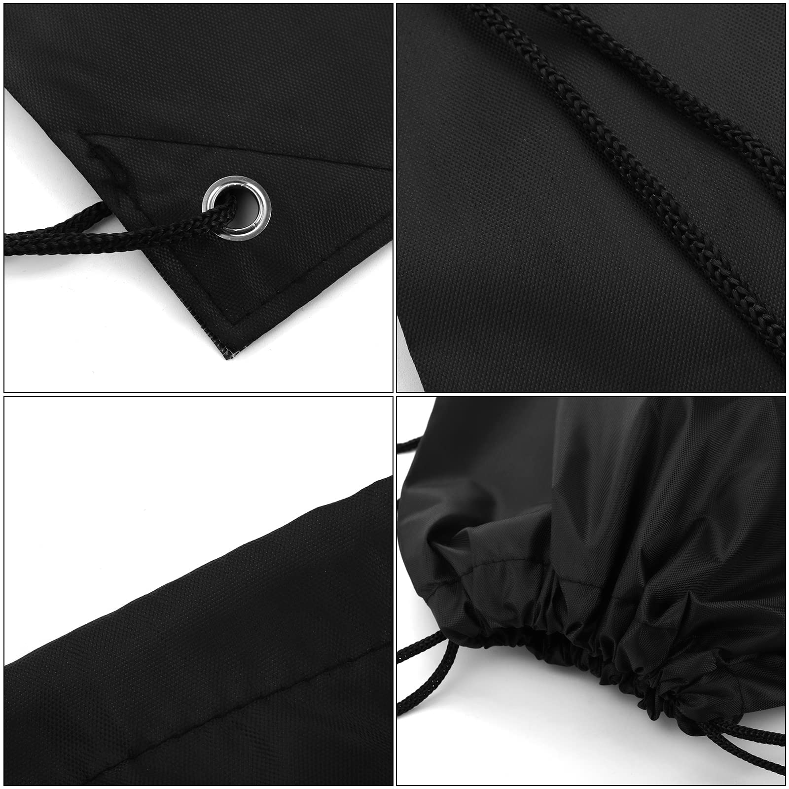 Foraineam 20 Pcs Drawstring Backpack Bags Black Pull String Sport Bag Sack Cinch Backpack Bulk for Hiking Traveling