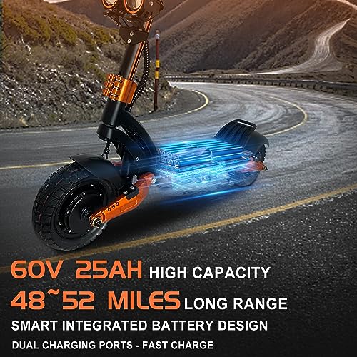 MetaMoov ZO08 Electric Scooter Adults, 3000W Dual Motors, 45 Mph Top Speed, 52 Miles Range, Dual Hydraulic Disk Brake Dual Shock Absorption 10" All Terrain Tires Fast E Scooter for Adults
