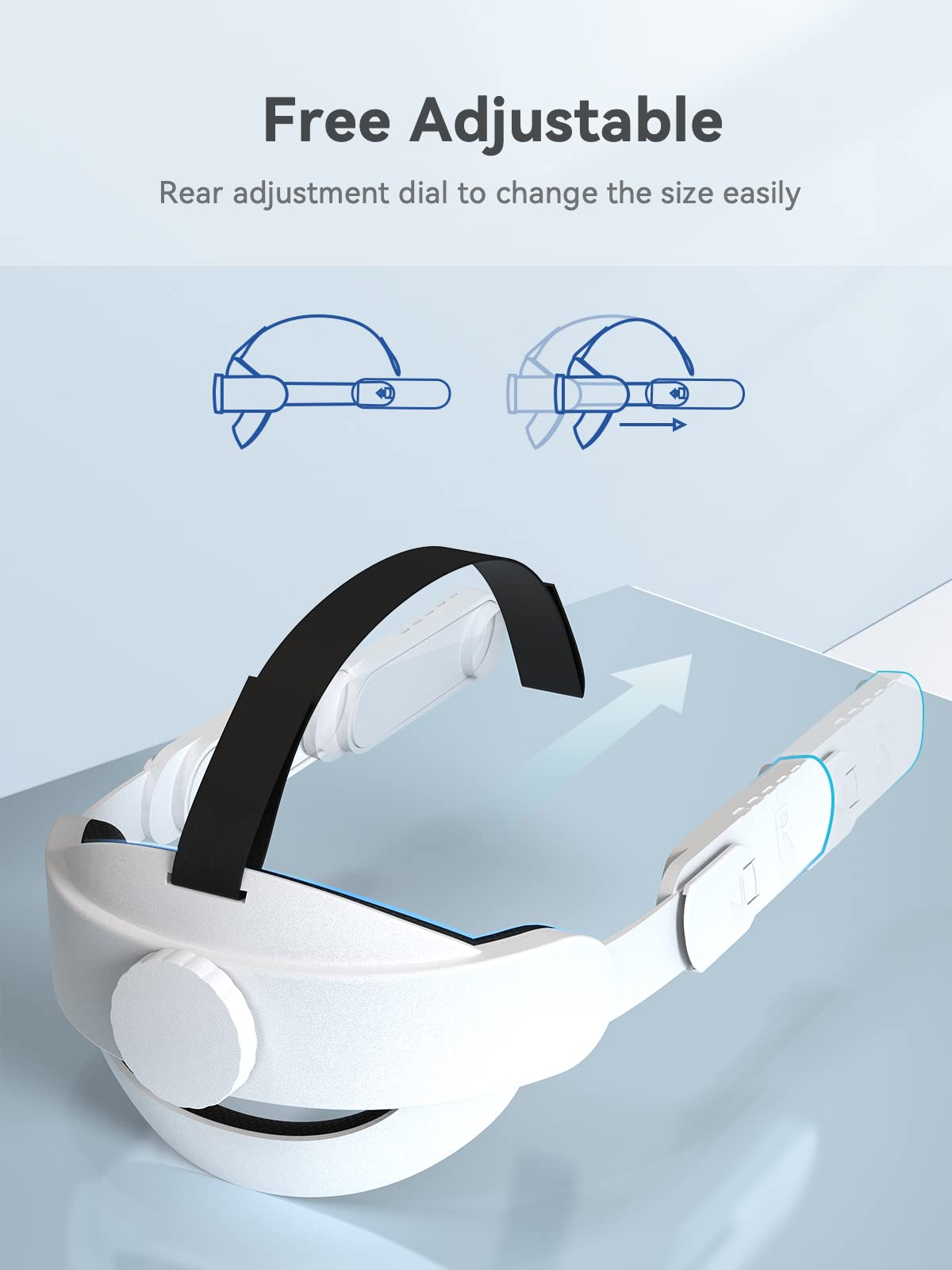 CNBEYOUNG Adjustable Head Strap Compatible with Quest 2,Replacement for Quest 2 Elite Strap Accessories for Enhanced Support and Comfort in VR Gaming,Suitable for Children and Adults-White