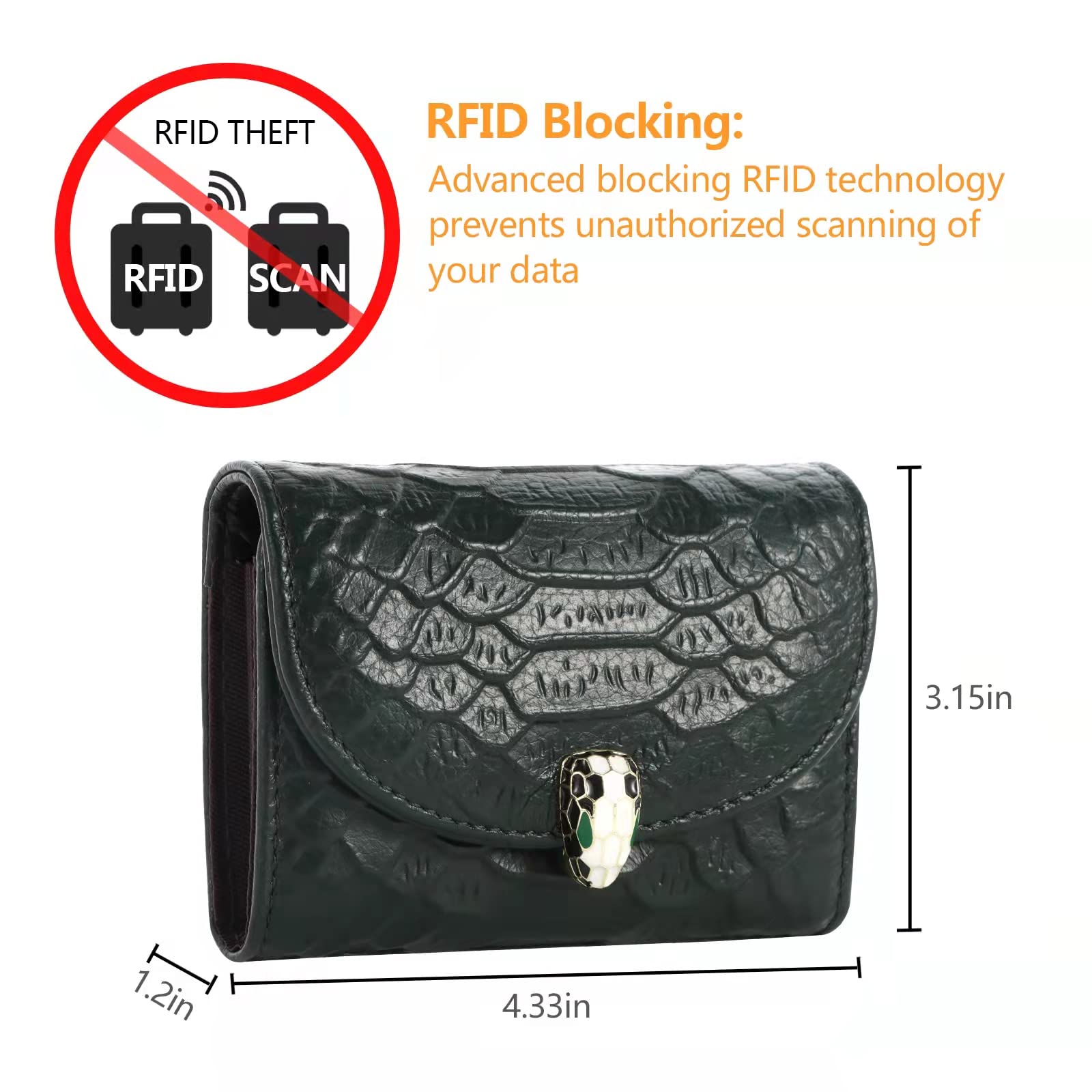 EXT-FAN Credit Card Holders RFID Small Wallet for Women Envelope System Purse Compact Card Cases & Money Organizers (Emerald green)