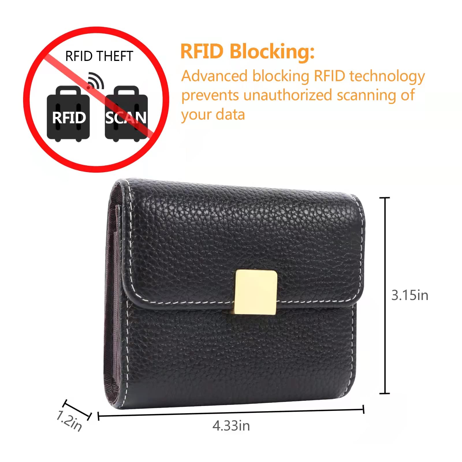 EXT-FAN Credit Card Holders RFID Small Wallet for Women Envelope System Purse Compact Card Cases & Money Organizers (black)