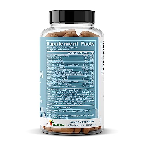 Conception Fertility Supplements for Women β Aids Ovulation, Hormonal Balance, & Regular Cycles β Prenatal Vitamin Support with Myo-Inositol, Folate, Folic Acid, Vitex β 60 Vegetarian Soft Capsules