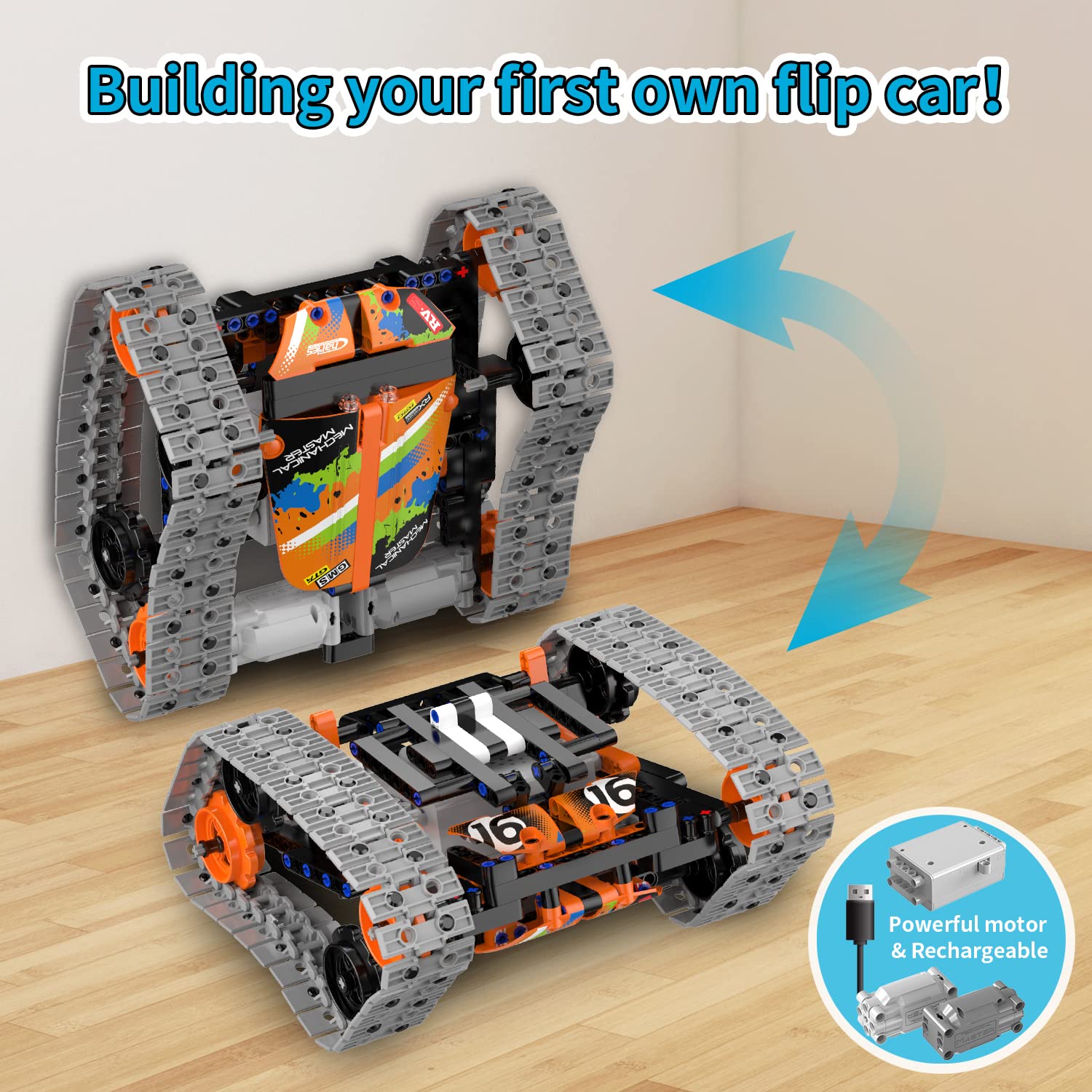 Gampop 6 in 1 STEM Building Toys Gifts for Age 6 7 8 9 10 11 12 Years Old Boys Kids,Remote Control RC Flip Race Car Tank Robot Blocks,Educational Learning Projects Science Engineering Kit (462 Pcs)