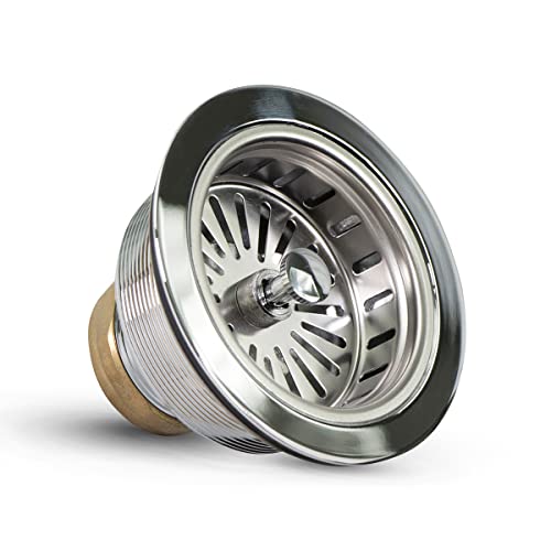 Highcraft 9735 Heavy Duty Kitchen Sink (3-1/2 Inch) Stainless Steel Drain Assembly With Strainer Basket KOHLER Style Stopper, 1.79