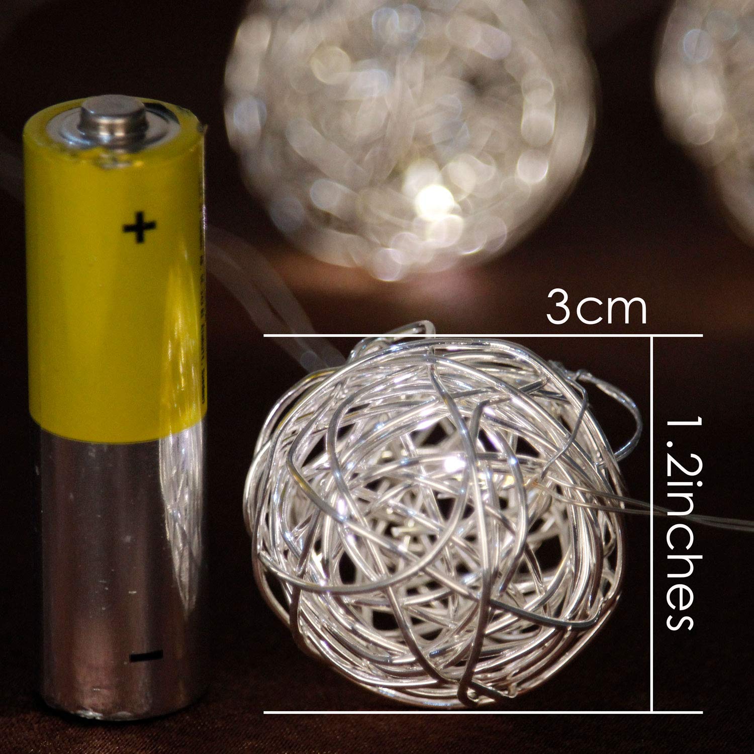 Wedding Party Decorating String Lights, Globe Rattan Ball Plug-in Fairy Lights 10ft 15 LED USB / Battery Powered with Remote for Indoor, Bedroom, Garden, Home, Holiday, Office, Classroom Ornaments