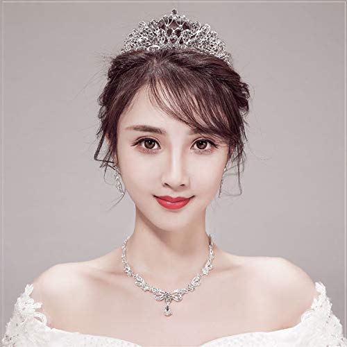 Wedding Sets For Women Bling Bride Hair Accessories Tiaras Earrings Necklace Wedding Jewelry Sets A