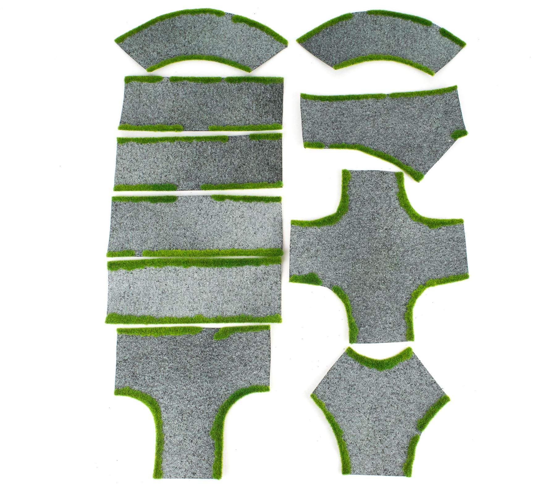 War World Gaming Road Junction, Straight & Curved Sections Full Set of 10 – 28mm Wargaming Scenery Terrain Model Diorama