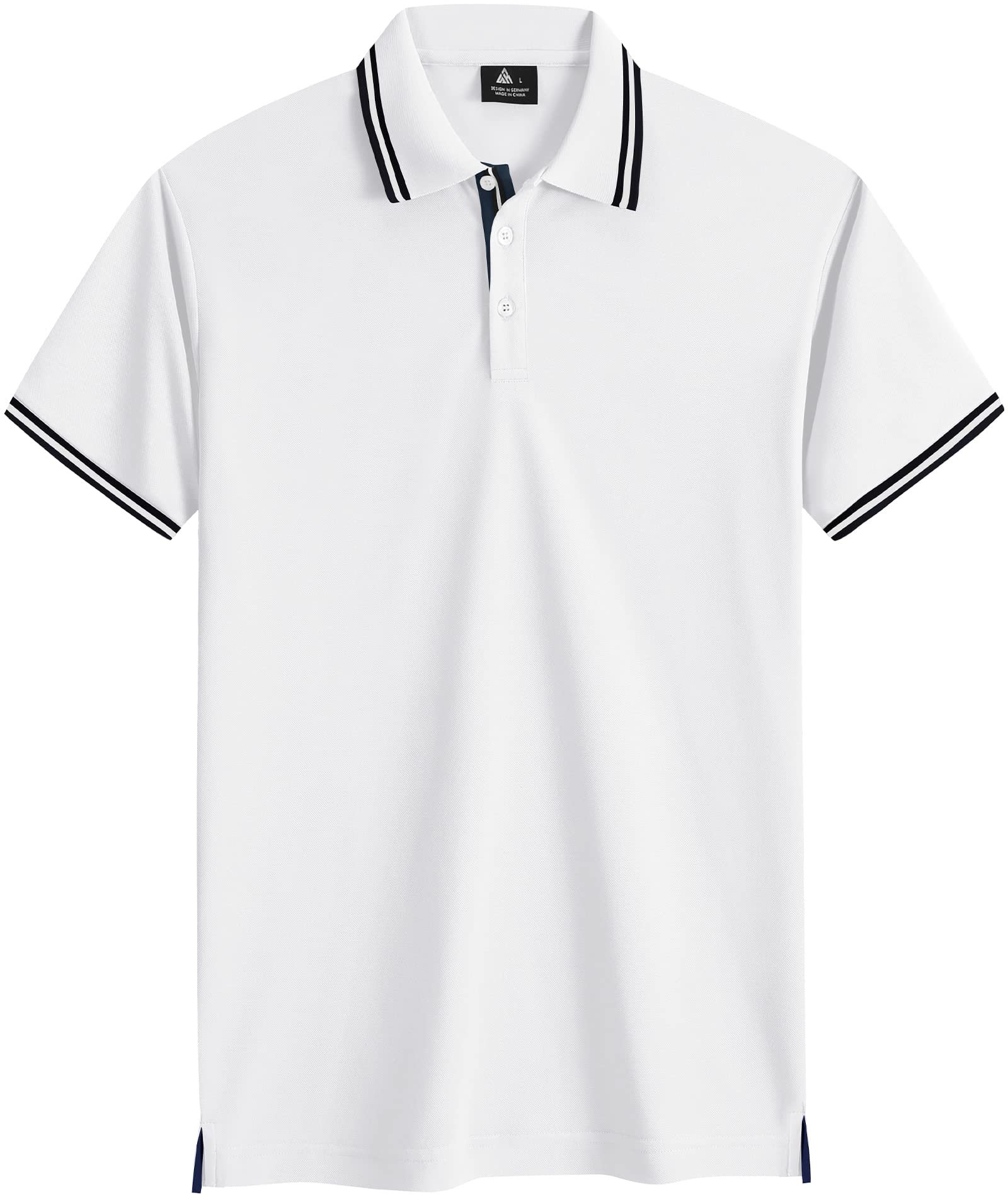 GEEK LIGHTING Polo Shirts for Men Short Sleeve Summer Causal Collared Golf Tennis T-Shirt,White Black M