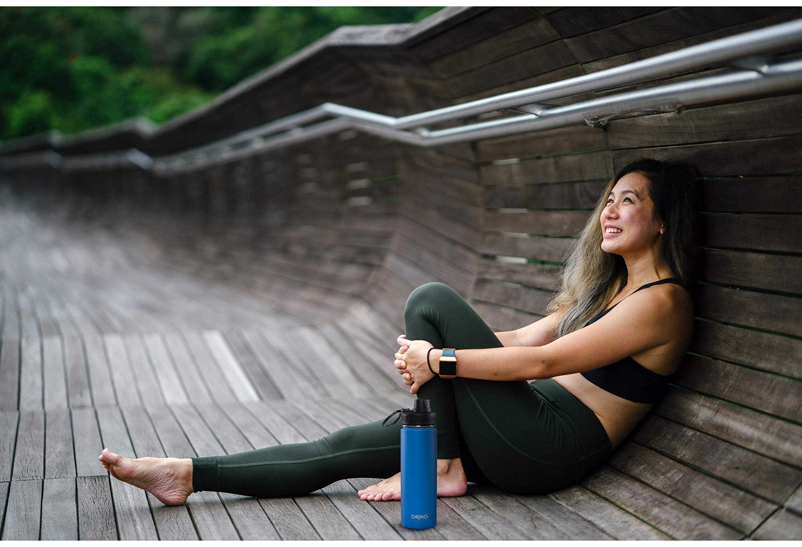DRINCO Stainless Steel Water Bottle Spout Lid Vacuum Insulated Double Wall Water Bottle Wide Mouth (40oz 32oz 22oz 18oz 14oz) Leak Proof Keeps Cold or Hot (22 oz, 22oz Royal Blue)
