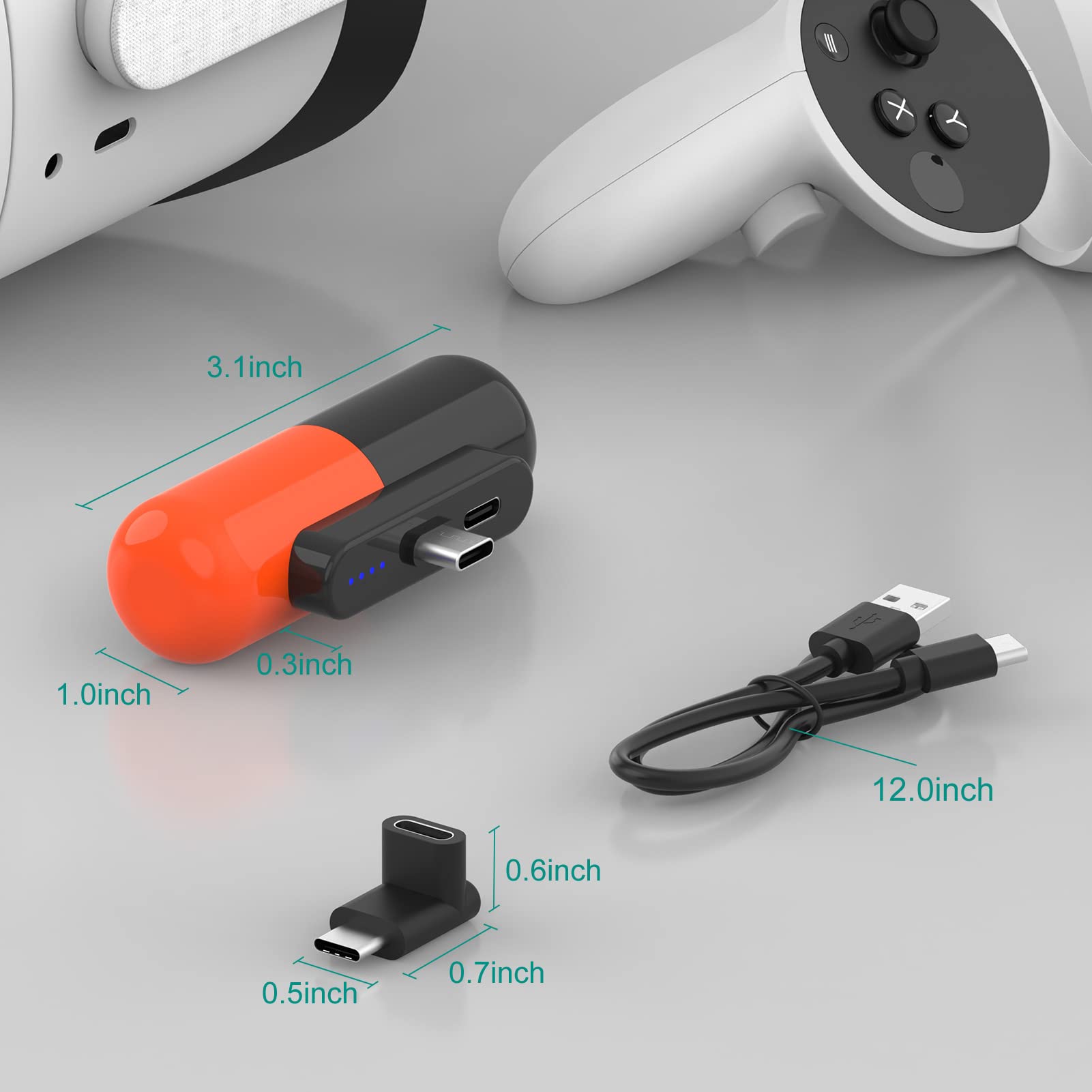 Extra Battery Pack for Meta Oculus Quest 2 Headsets Accessories, Match Elite Strap, Any Strap, Super Lightweight 5000mAh VR Power Bank, Extended 2+ Hour Game Time in Virtual Reality (Orange)