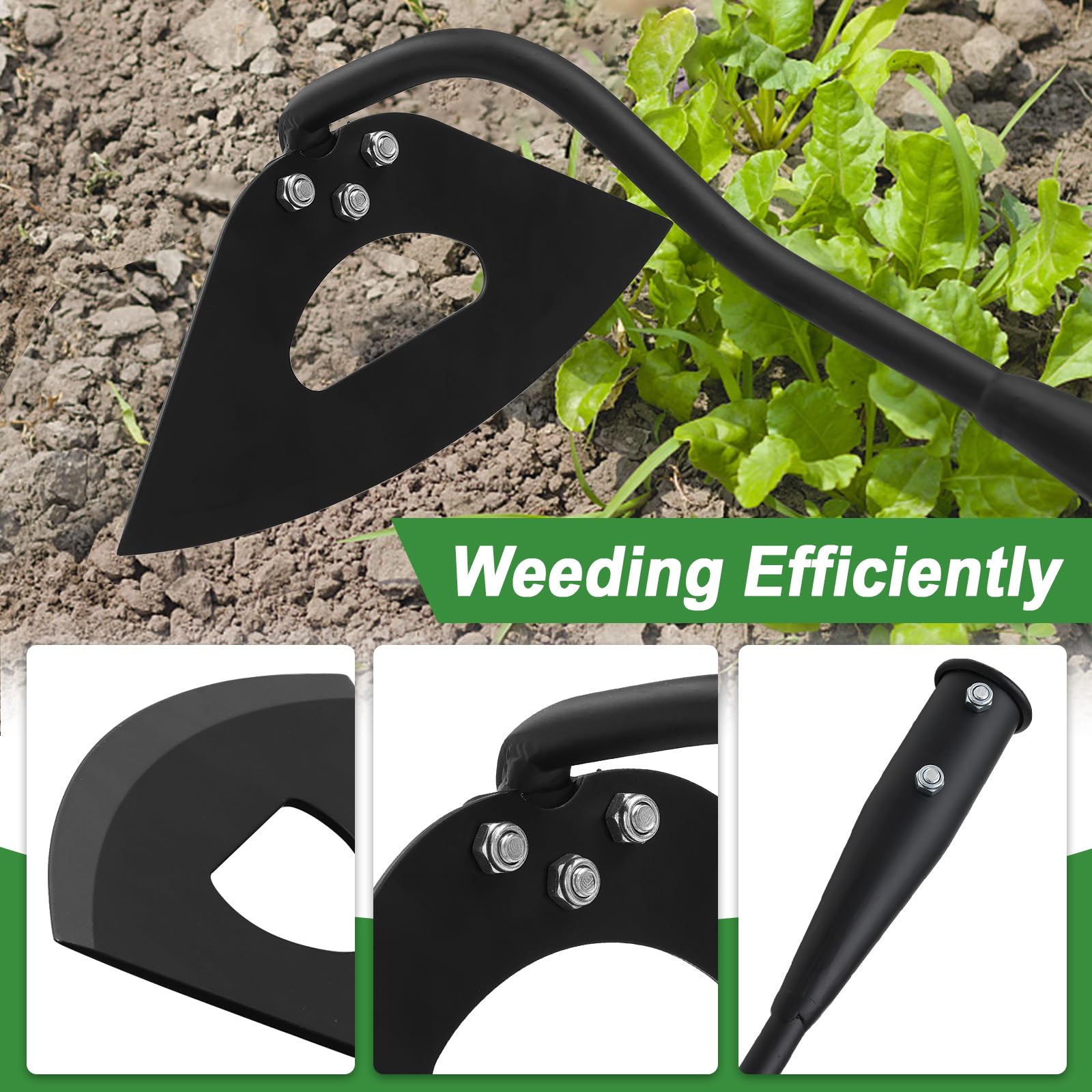 COCONUT Garden Hoe, 68 Inch Long Handle Hoe Garden Tool, Heavy Duty Hollow Gardening Hoe with Durable Blade for Backyard Weeding Loosening Planting Digging