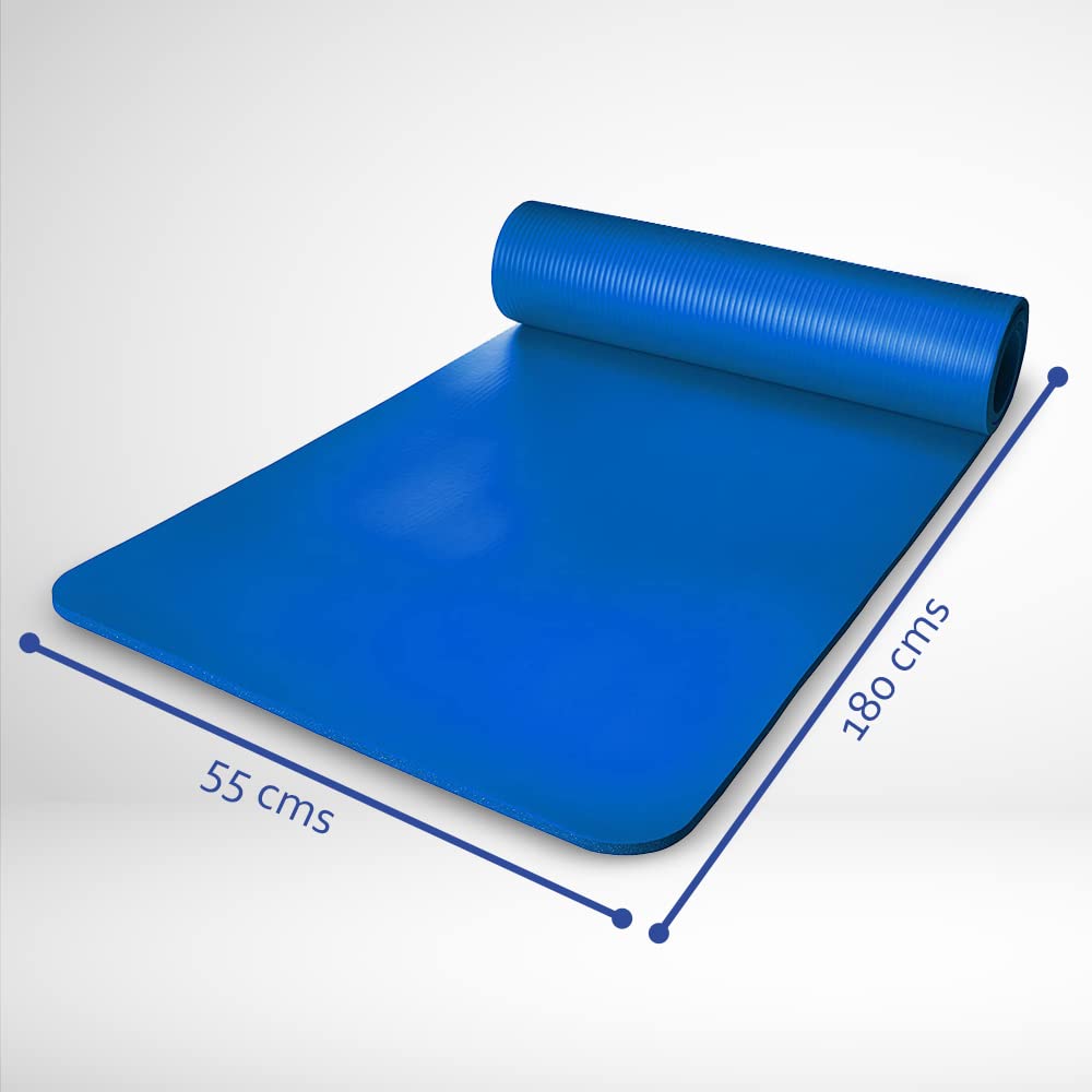 Extra Thick Yoga Mat | Non Slip Backing | 0.4 Inch Thick Foam | Includes Adjustable Carrying Straps | Perfect for at Home or on the go workouts (Black)