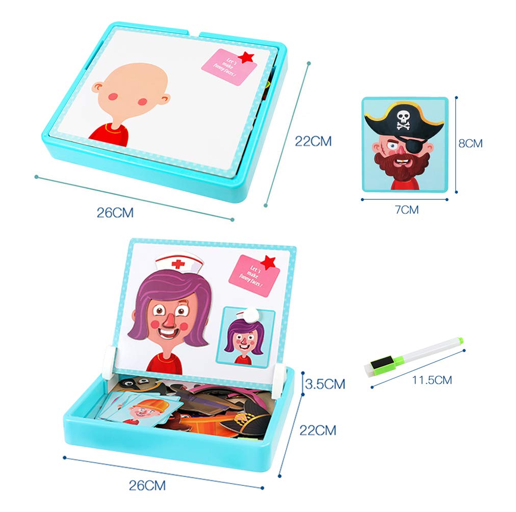 ZSFLZS Magnetic Puzzles Face Dress Up Travel Game Double Side Preschool Educational Learning Toy for Kids