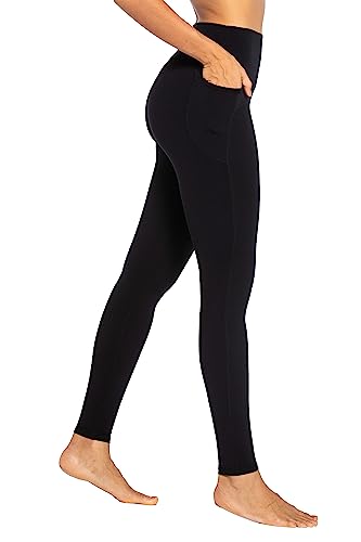 Sunzel No Front Seam Workout Leggings for Women with Pockets, High Waisted Compression Yoga Pants with Tummy Control 26" Black X-Small