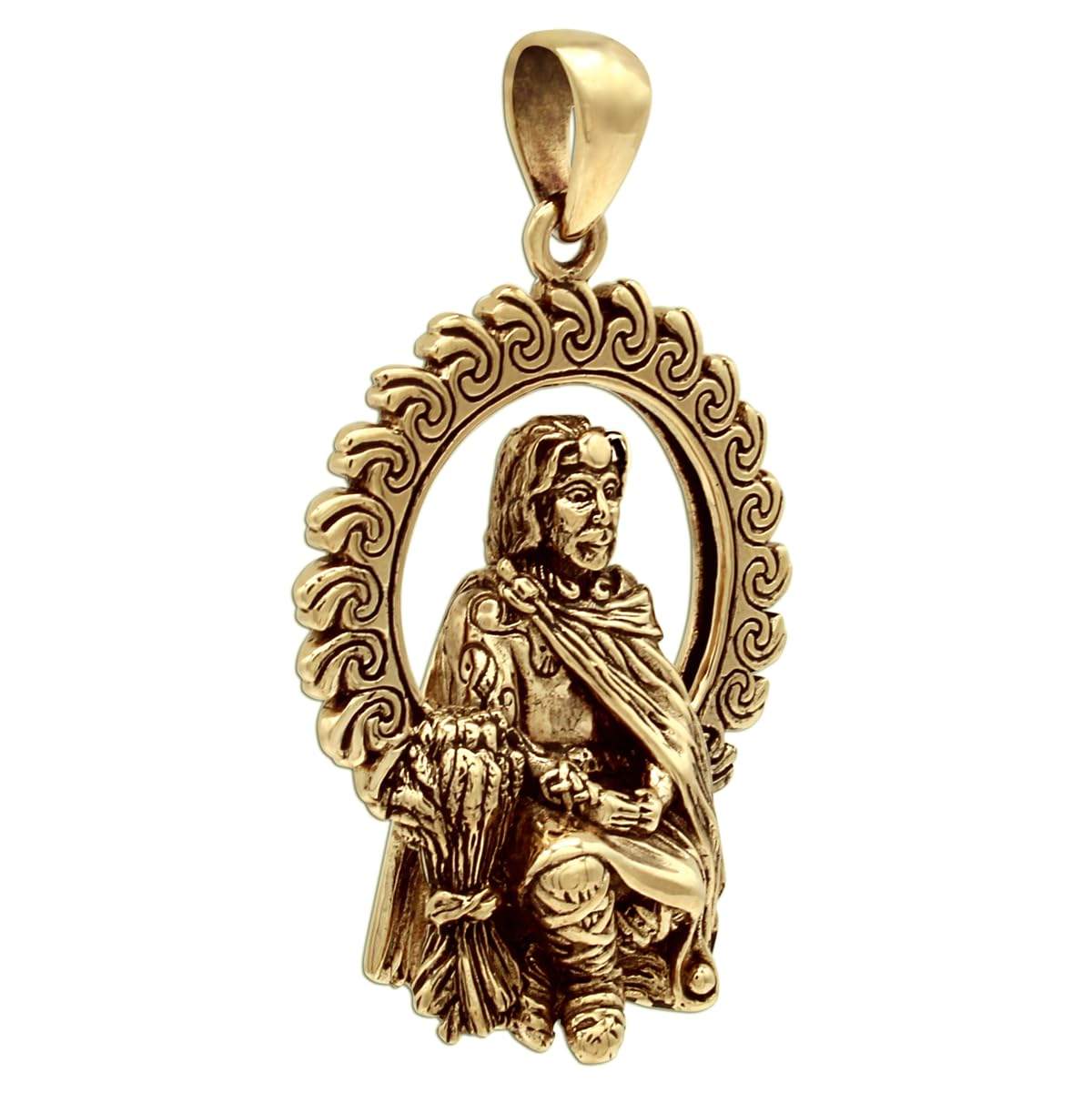 Dryad Design Celtic God Lugh Pendant - Solid Bronze Celtic Pagan Jewelry (Men or Women)