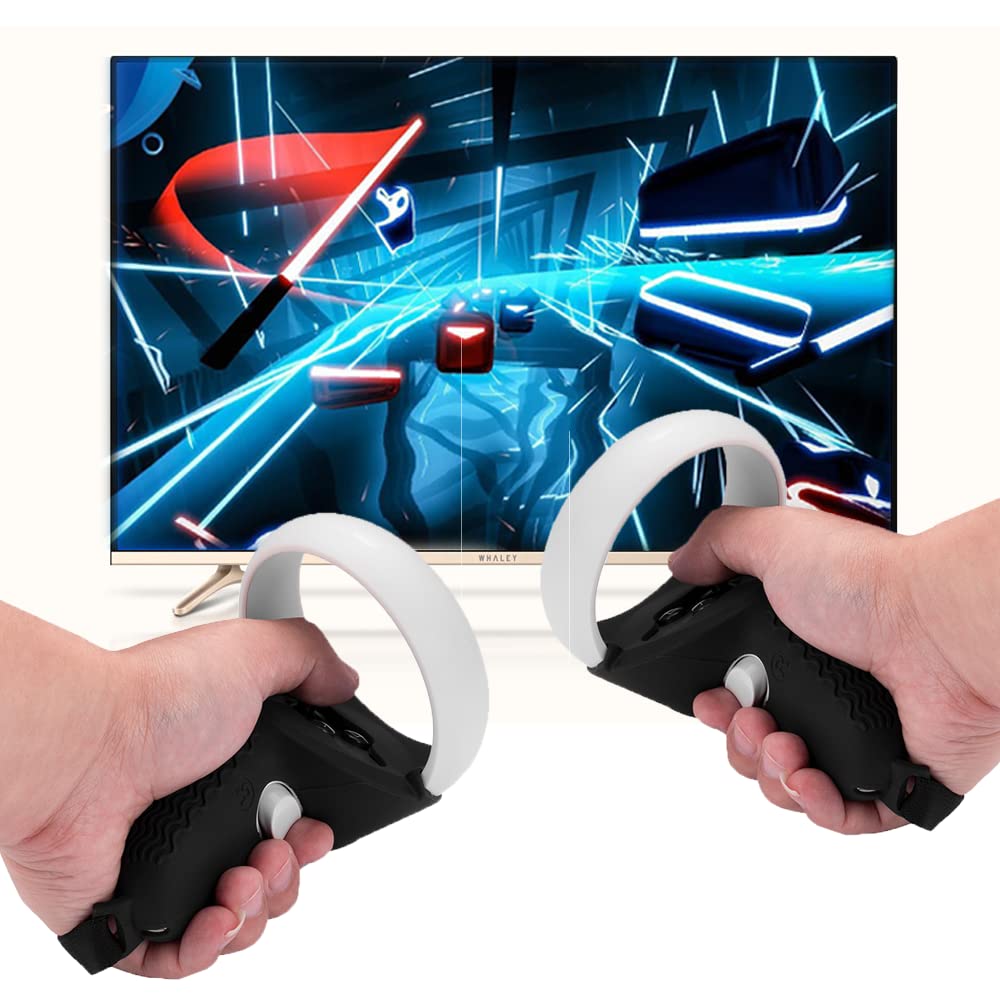 EYERZ Touch Controller Grip Cover for Oculus Quest 2 Silicone Anti-Throw Grips Cover with Adjustable Knuckle Straps Accessories