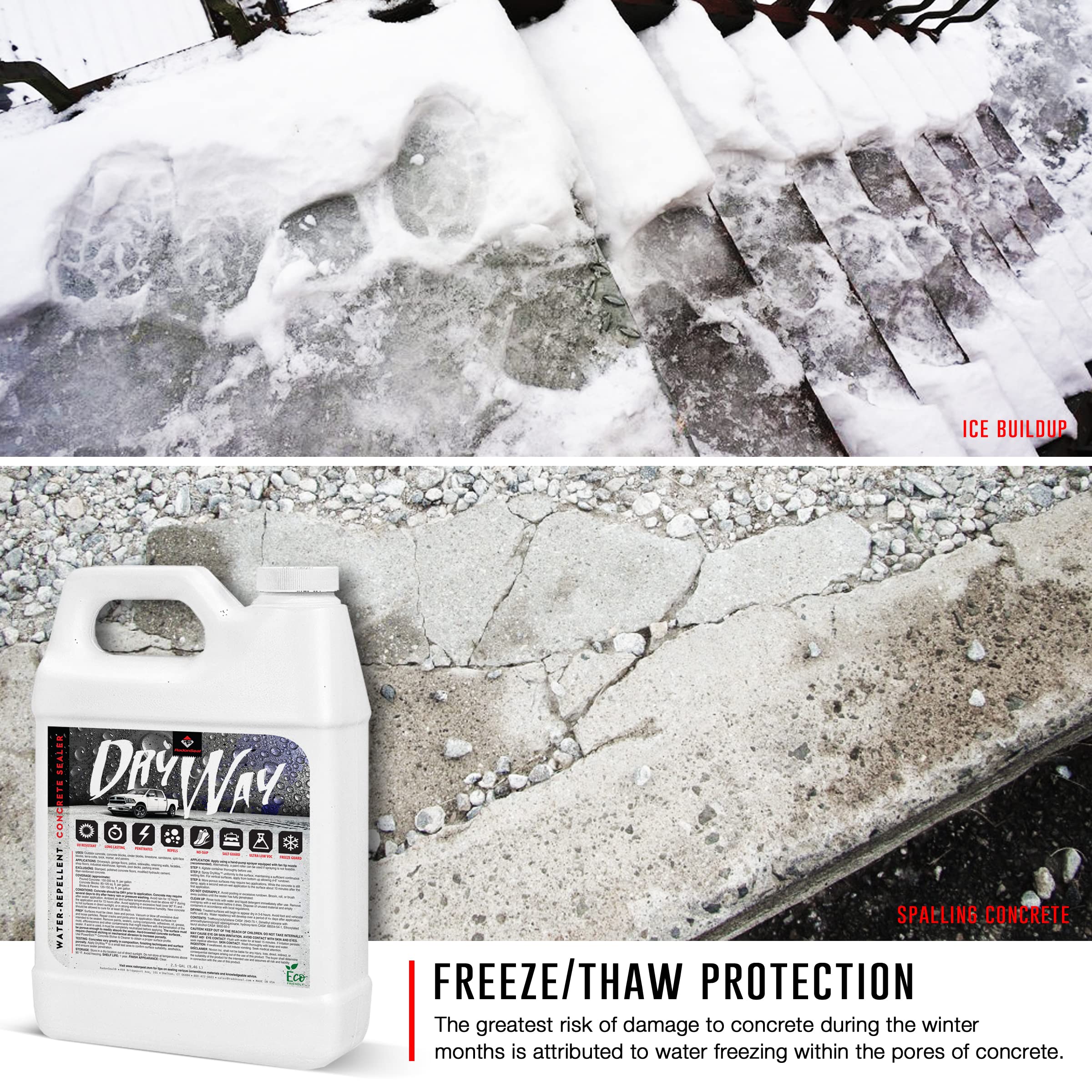DryWay Water-Repellent Concrete Sealer - Penetrating Silane & Siloxane for Driveways, Garages, Patios, Pool Decks, Concrete, Brick & Pavers, Flat Finish, Interior/Exterior (5-Gallons)