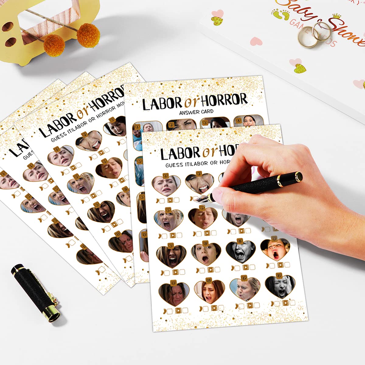 Muruseni Labor or Horror Baby Shower Game-31 Cards(Including Answers),Gender Reveal Party,for Mom, Dad, Kids, Women, Men, Gender Neutral Unisex Set