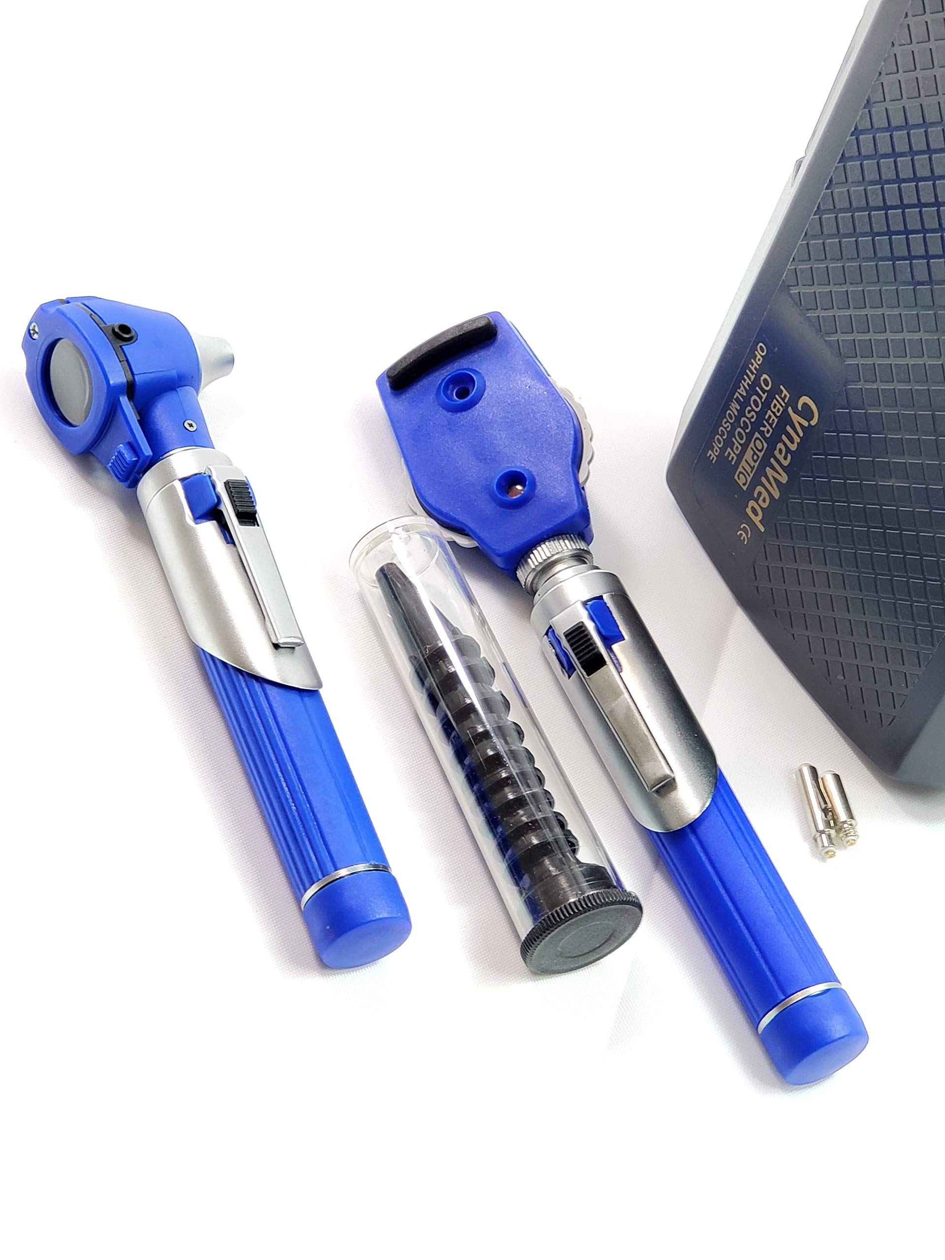 Premium Double Handle Otoscope Set -Otoscope/Great for School -Cynamed (BLUE)