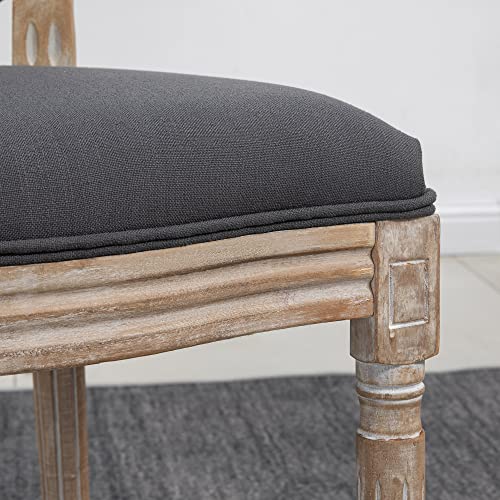 HOMCOM French-Style Upholstered Dining Chairs Set of 2, Armless Accent Side Chairs with Linen-Touch Upholstery, Set of 2, Grey