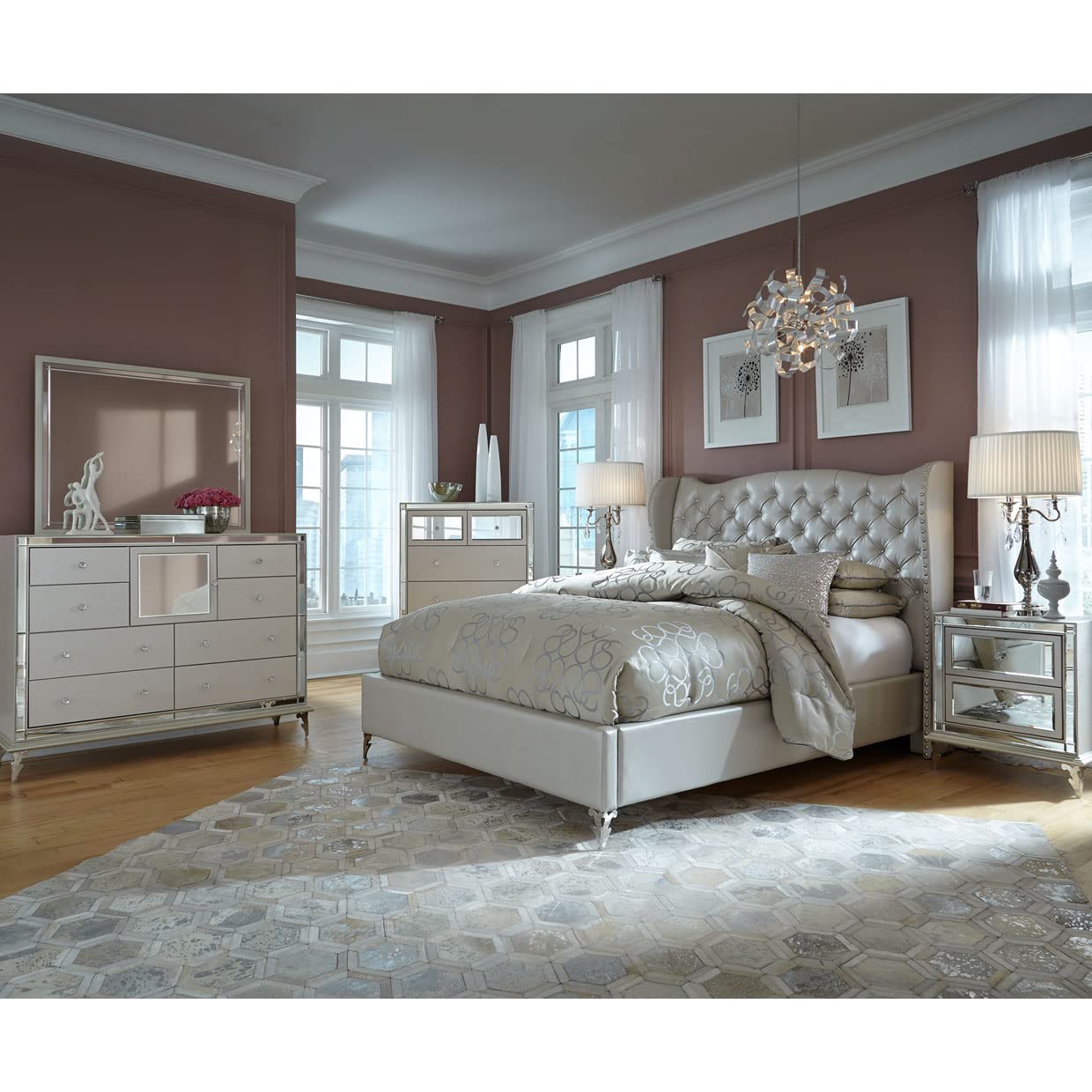 Michael Amini Hollywood Loft Upholstered Nightstand, Frost